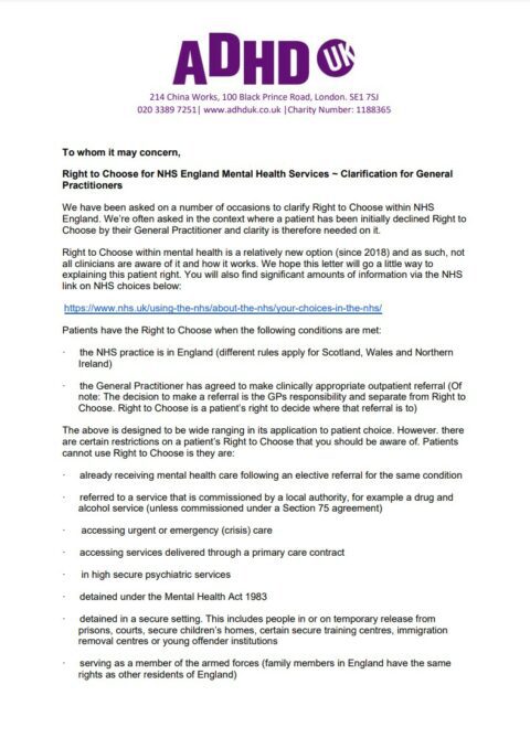 Right to Choose - ADHD UK
