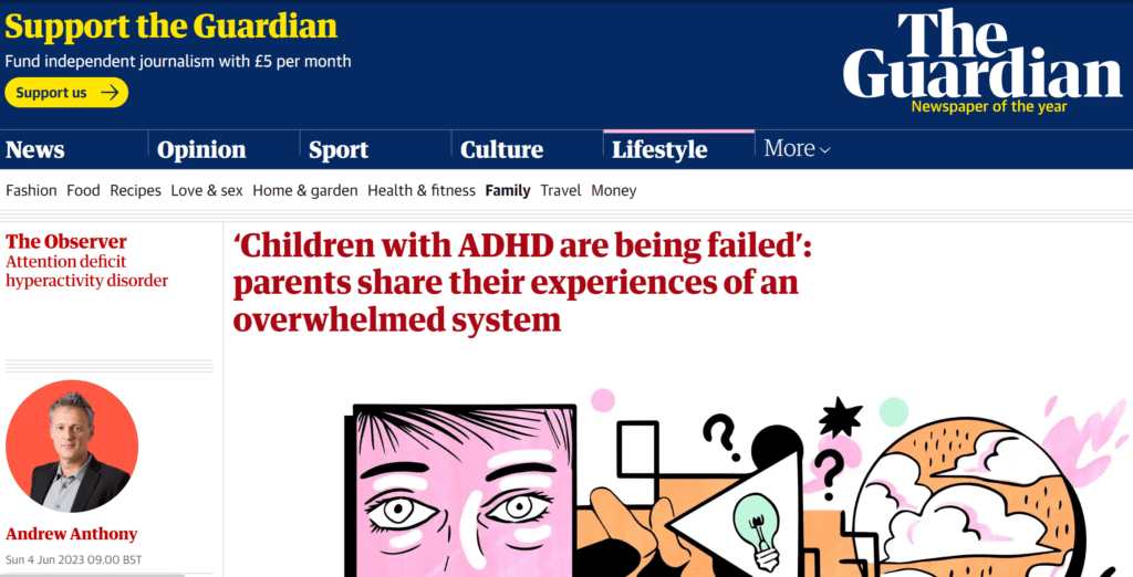 The Guardian: "‘Children with ADHD are being failed’: parents share ...